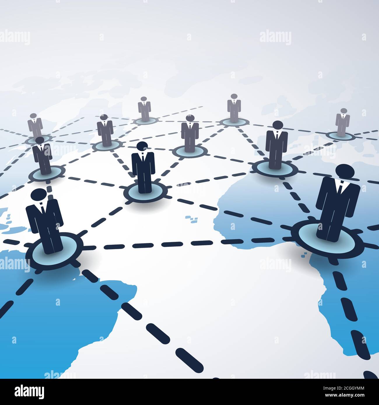 3D Global Business Network Connections Concept with Connected People ...