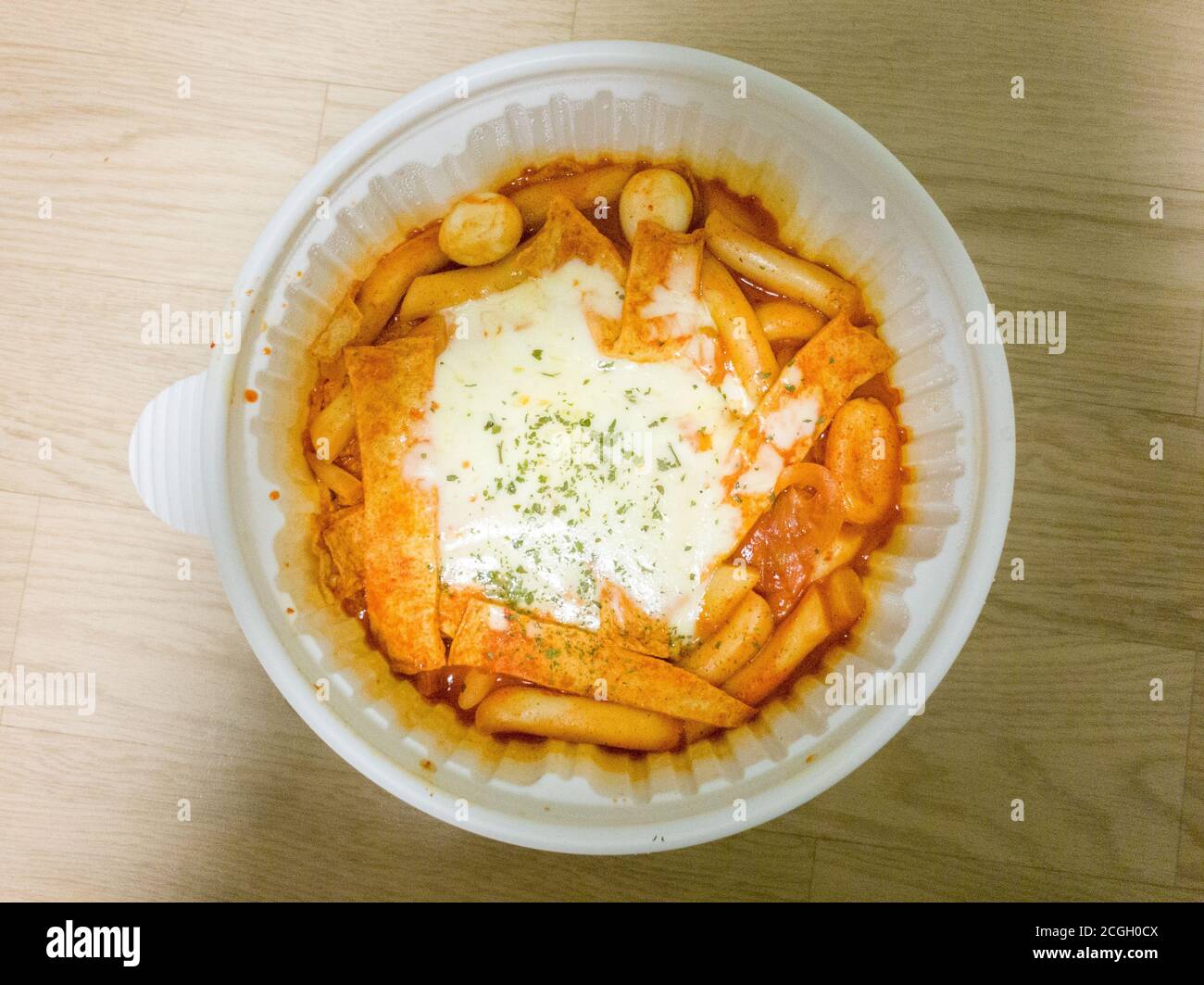 Tteok-bokki, or stir-fried rice cakes - popular Korean food made from ...