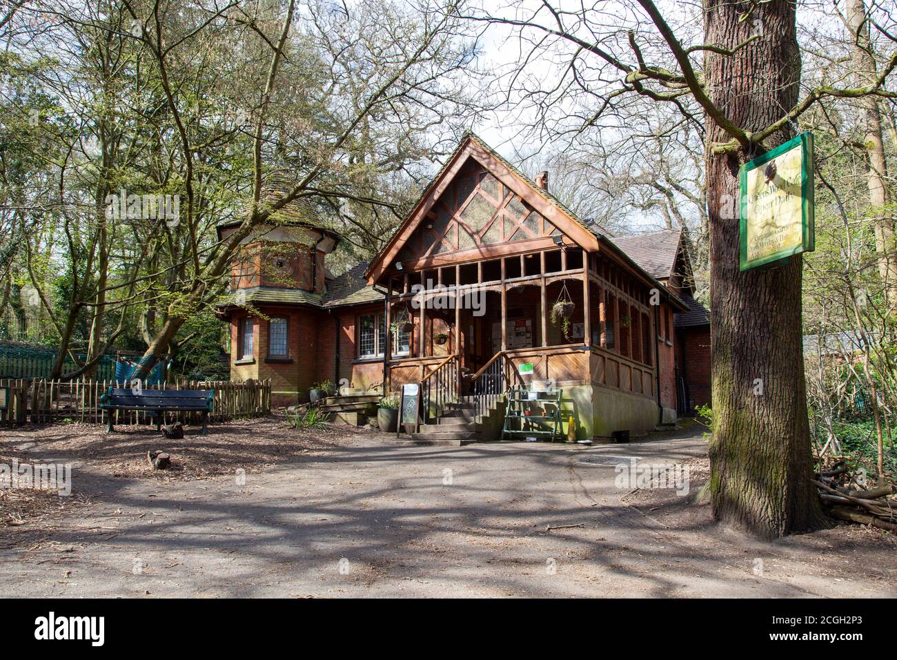 Edwardian pavilion, now Queen's Wood café, Highgate, London Stock Photo ...