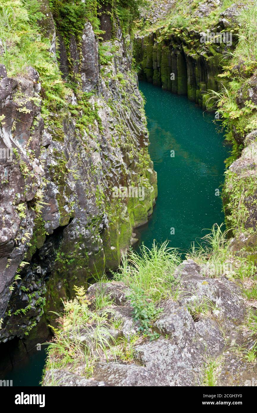 Beautiful gorge Takachiho with a blue river, Japan - Kyushu island ...