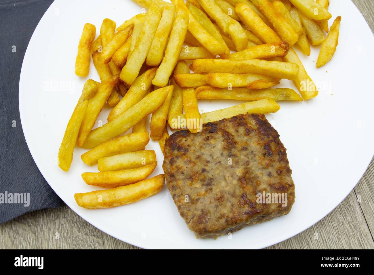 ground beef steak and fries Stock Photo - Alamy