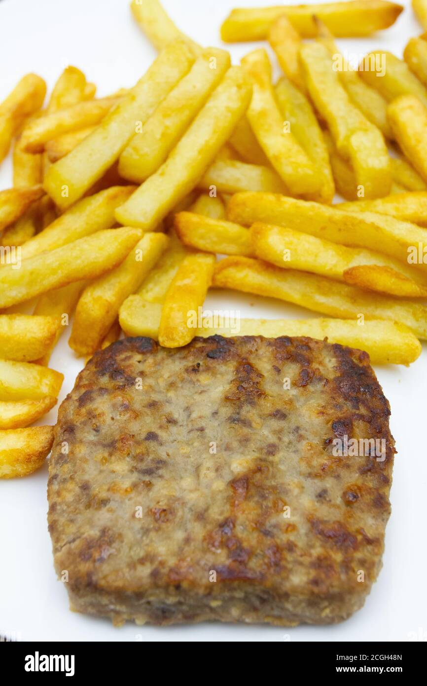 ground beef steak and fries Stock Photo - Alamy
