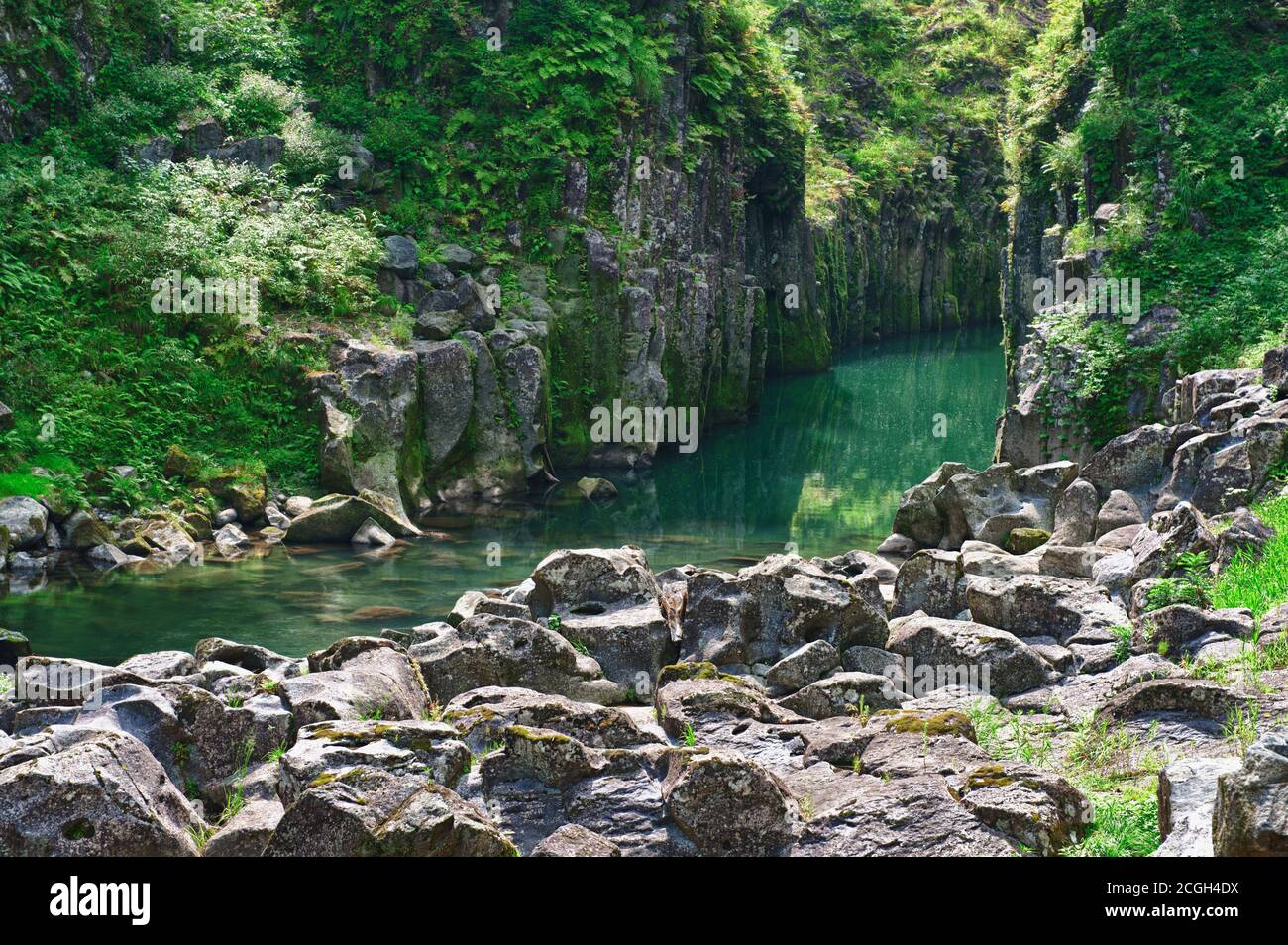 Beautiful gorge Takachiho with a blue river, Japan - Kyushu island ...