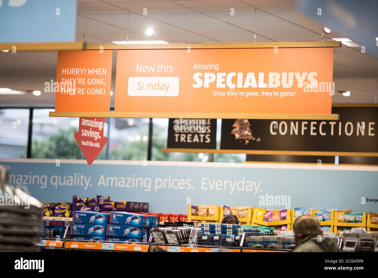 Aldi Supermarket interior. Specialbuys Stock Photo - Alamy