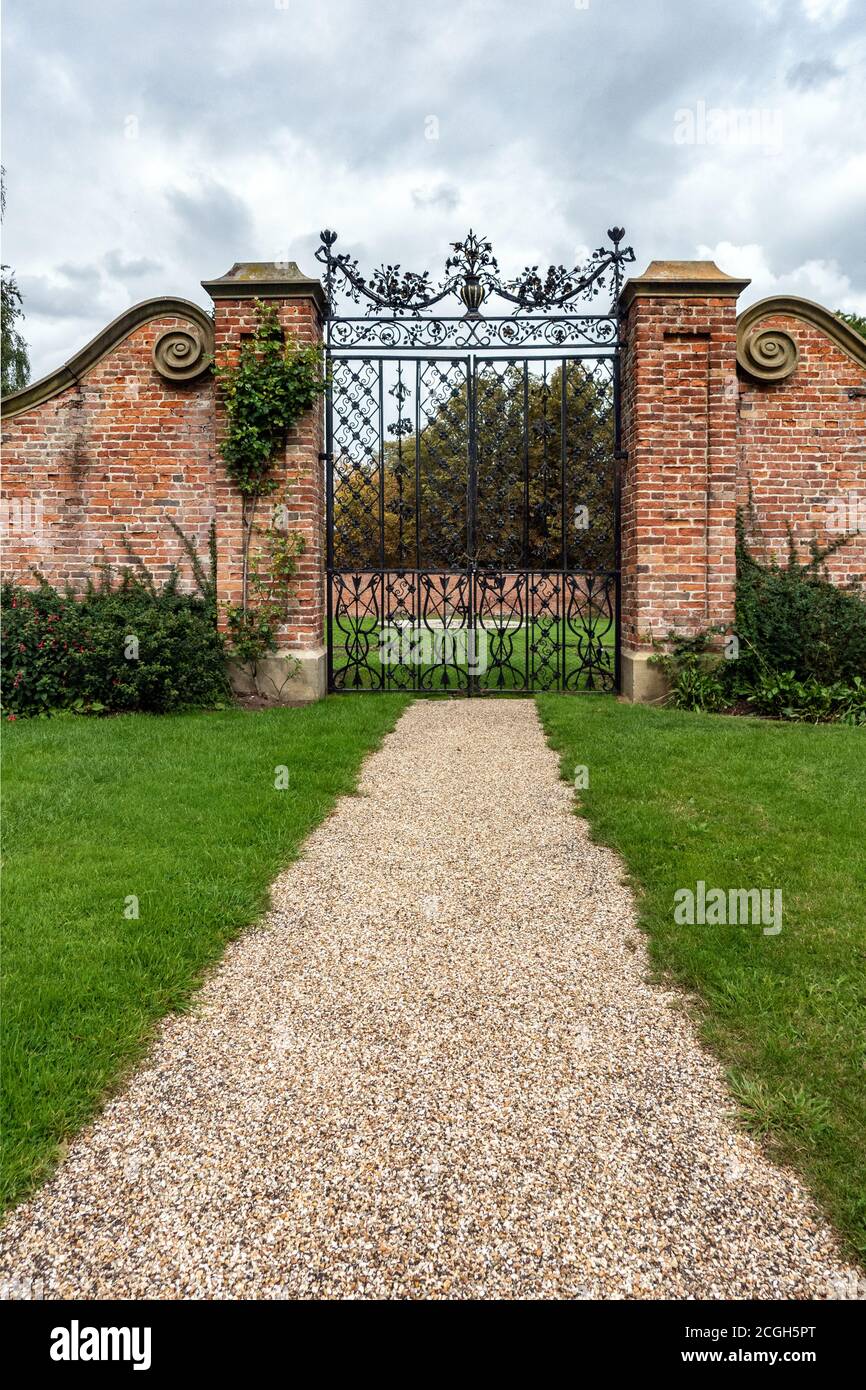 English country house antique metal ornate gates dated about 1771 Stock ...