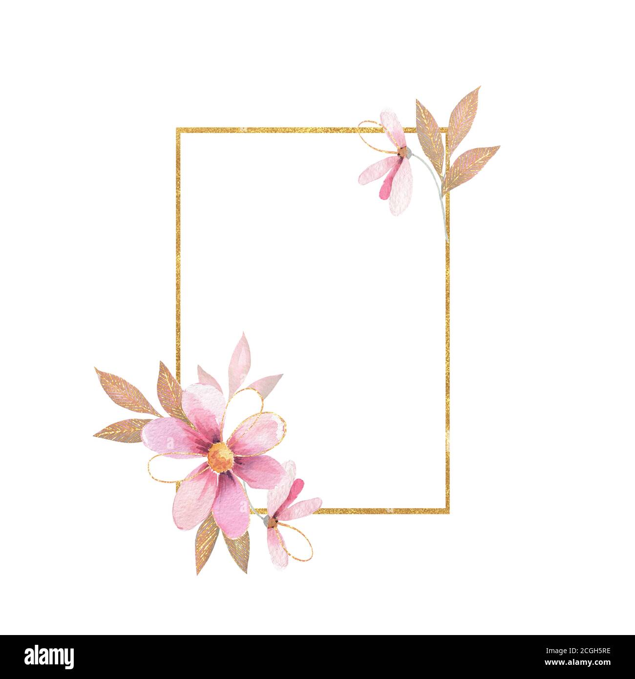 Design golden geometric print frame. Floral Wedding card decor Stock ...