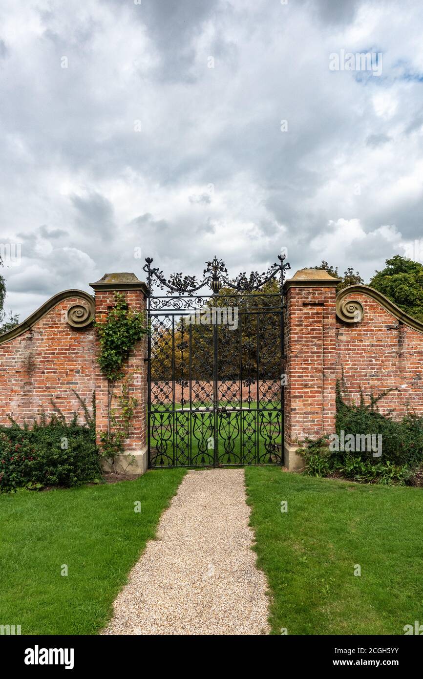 English country house antique metal ornate gates dated about 1771 Stock ...