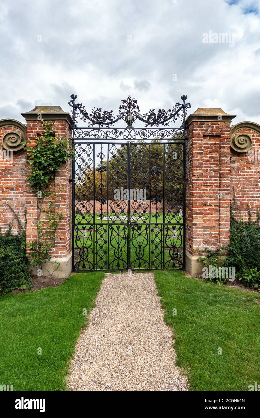 English country house antique metal ornate gates dated about 1771 Stock ...