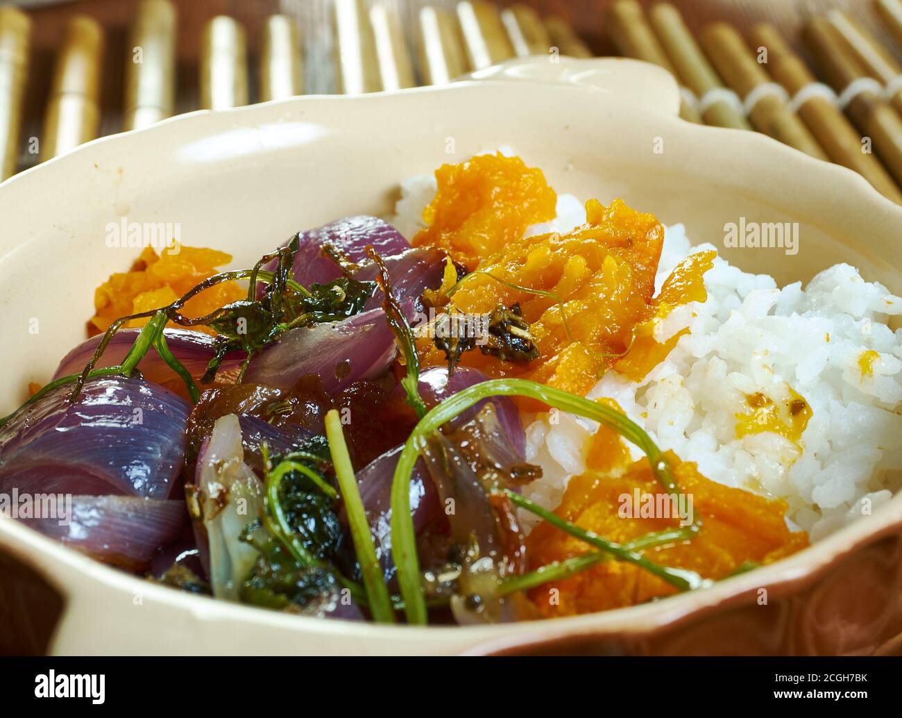 Pumpkin, red onion tagine, Arabic Cuisine close up Stock Photo - Alamy