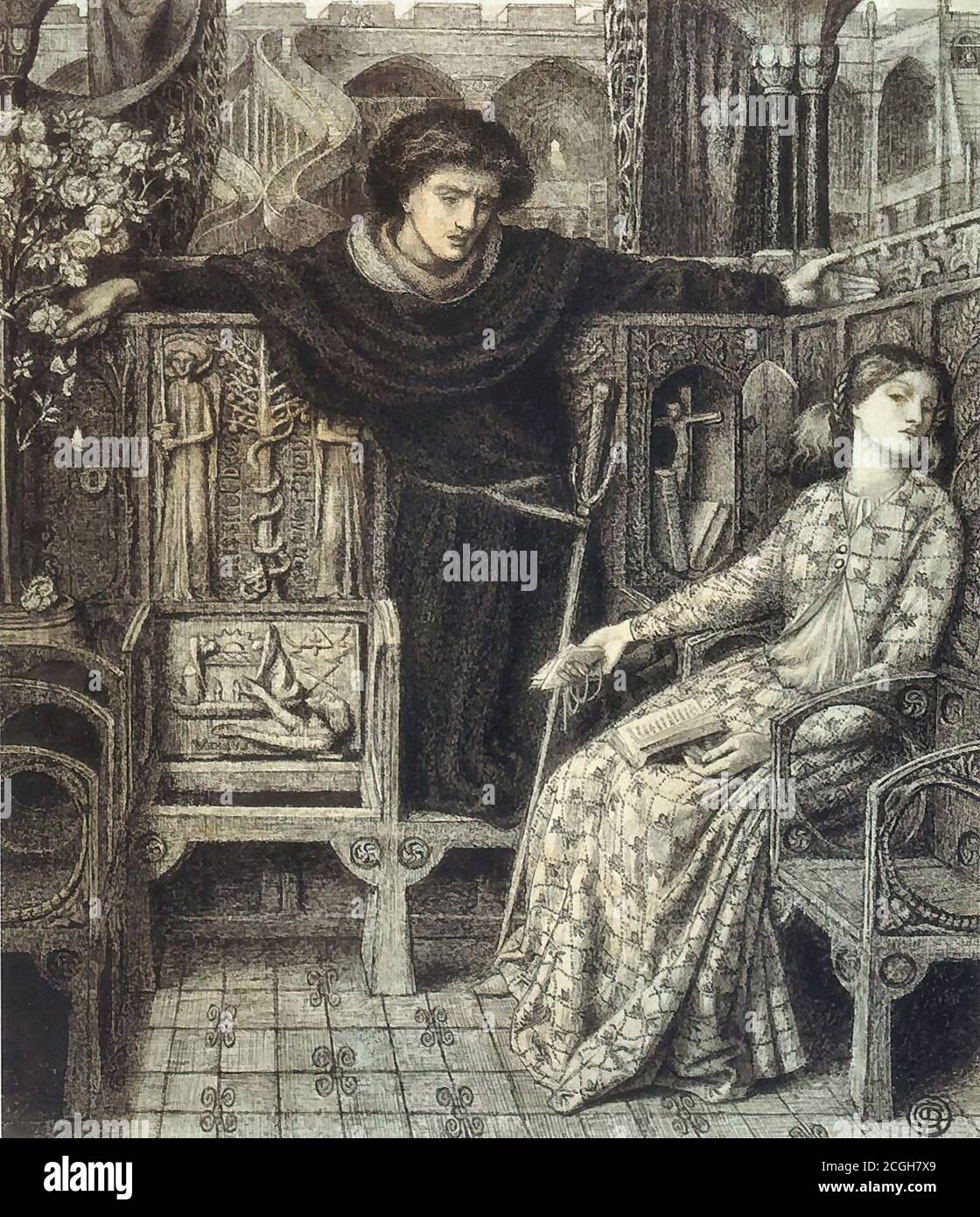 Rossetti Dante Gabriel - Hamlet and Ophelia - British School - 19th ...