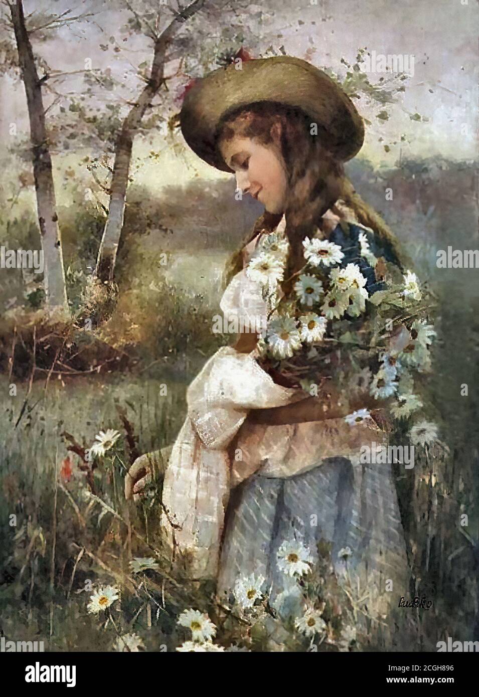 Rossi Alexander Mark - Gathering Marguerites - British School - 19th ...