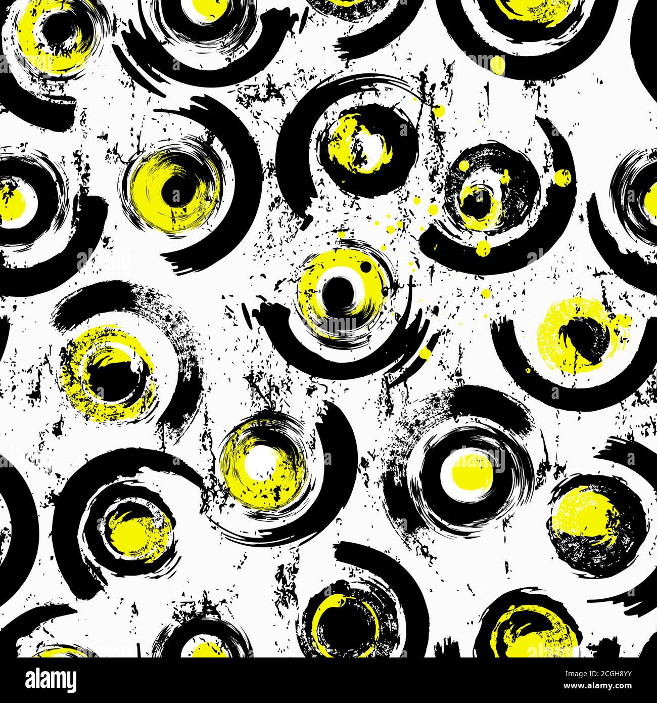 seamless background pattern, with circles/dots, paint strokes and ...