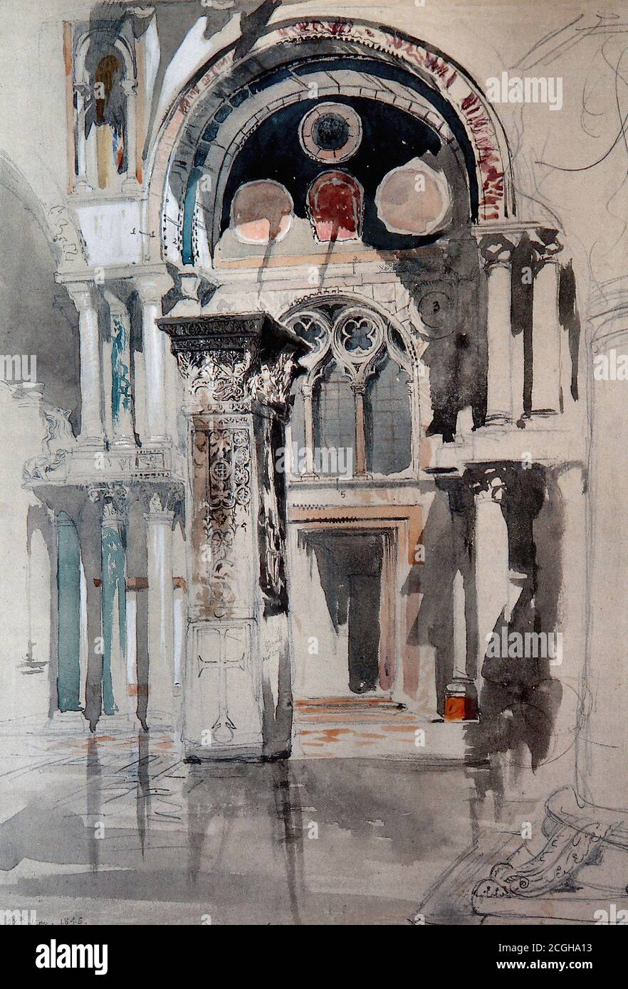 Ruskin John - Part of St Mark's Venice (Sketch After Rain) - British ...