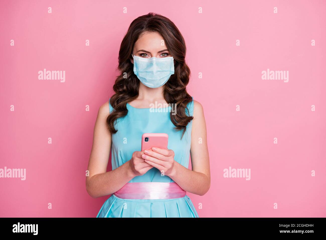 Portrait of her she attractive charming wavy-haired lady wearing gauze ...