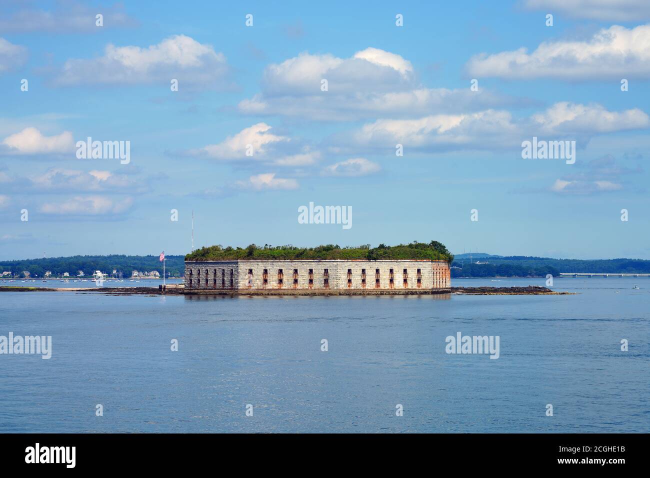 PORTLAND, ME -12 AUG 2020- View of Fort Gorges, a former United States ...