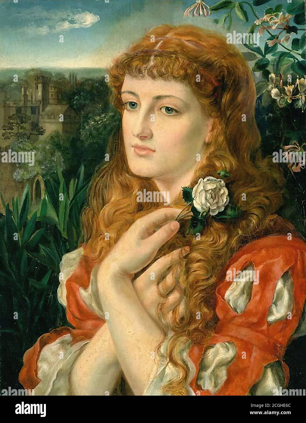 Sandys Emma - a Lady Holding a Rose - British School - 19th Century ...