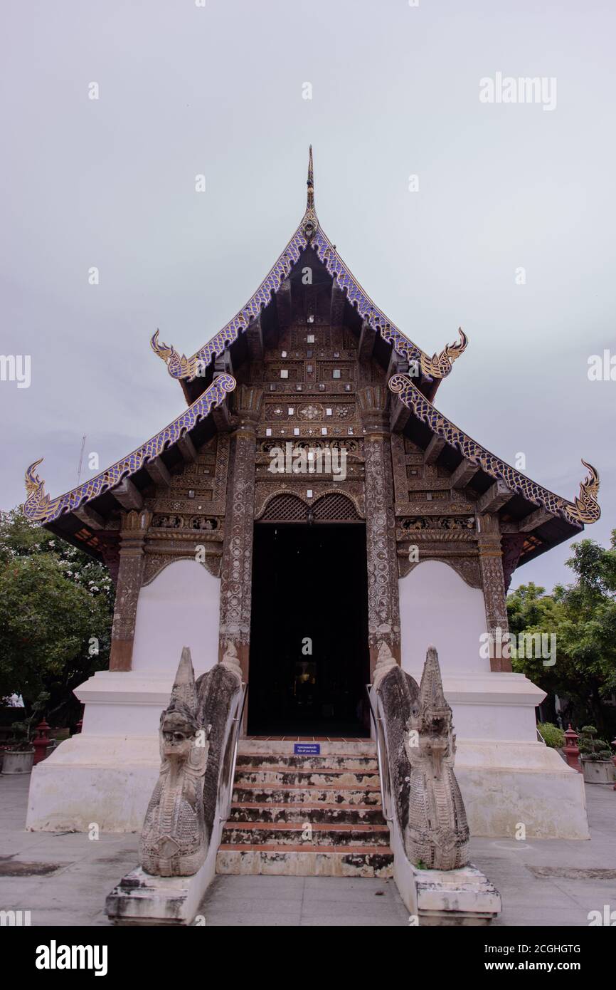 Chiangmai, Thailand - Sep 07, 2020 : Wat phan tao is a beautiful wooden ...