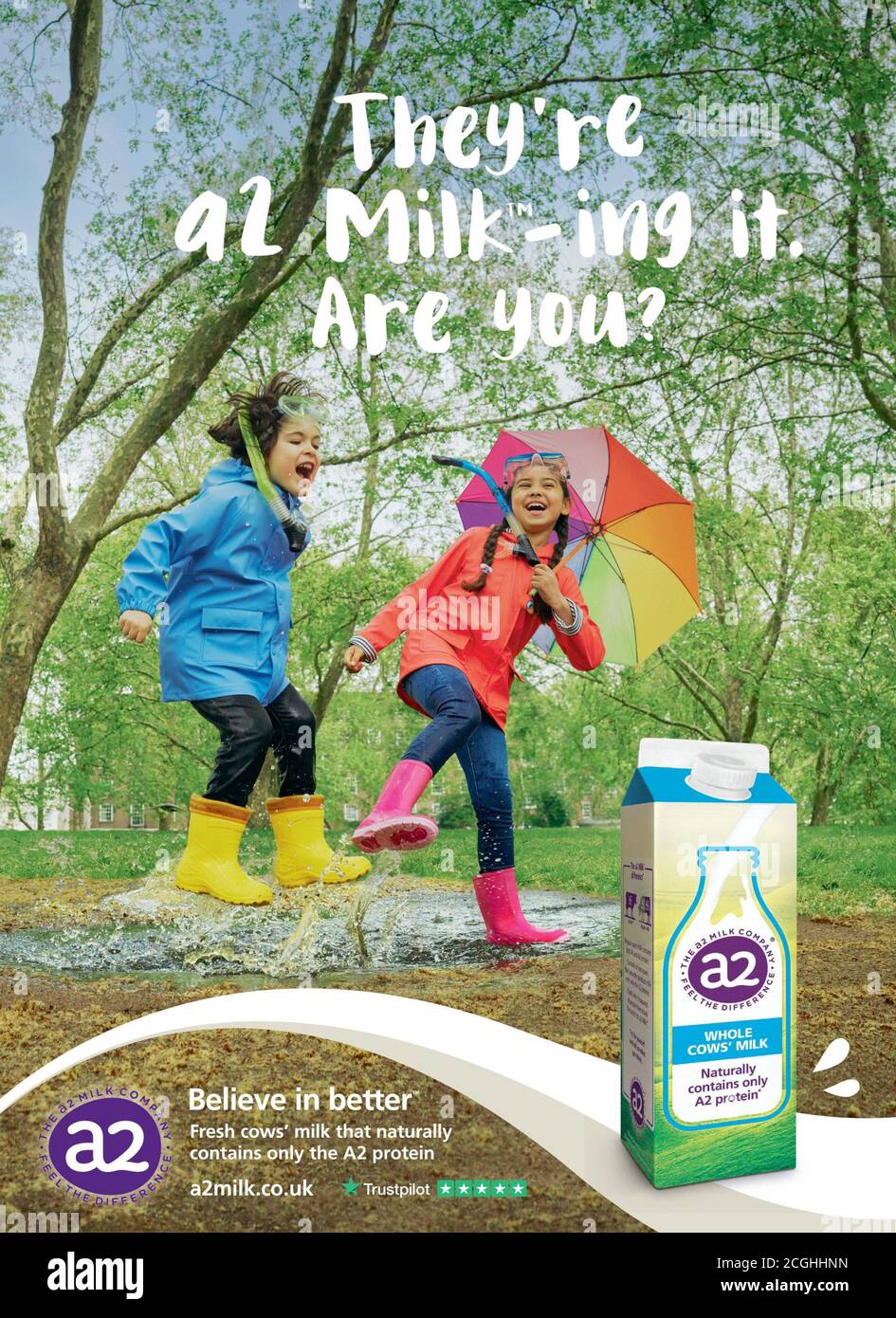 2010s UK A2 Milk Company Magazine Advert Stock Photo - Alamy