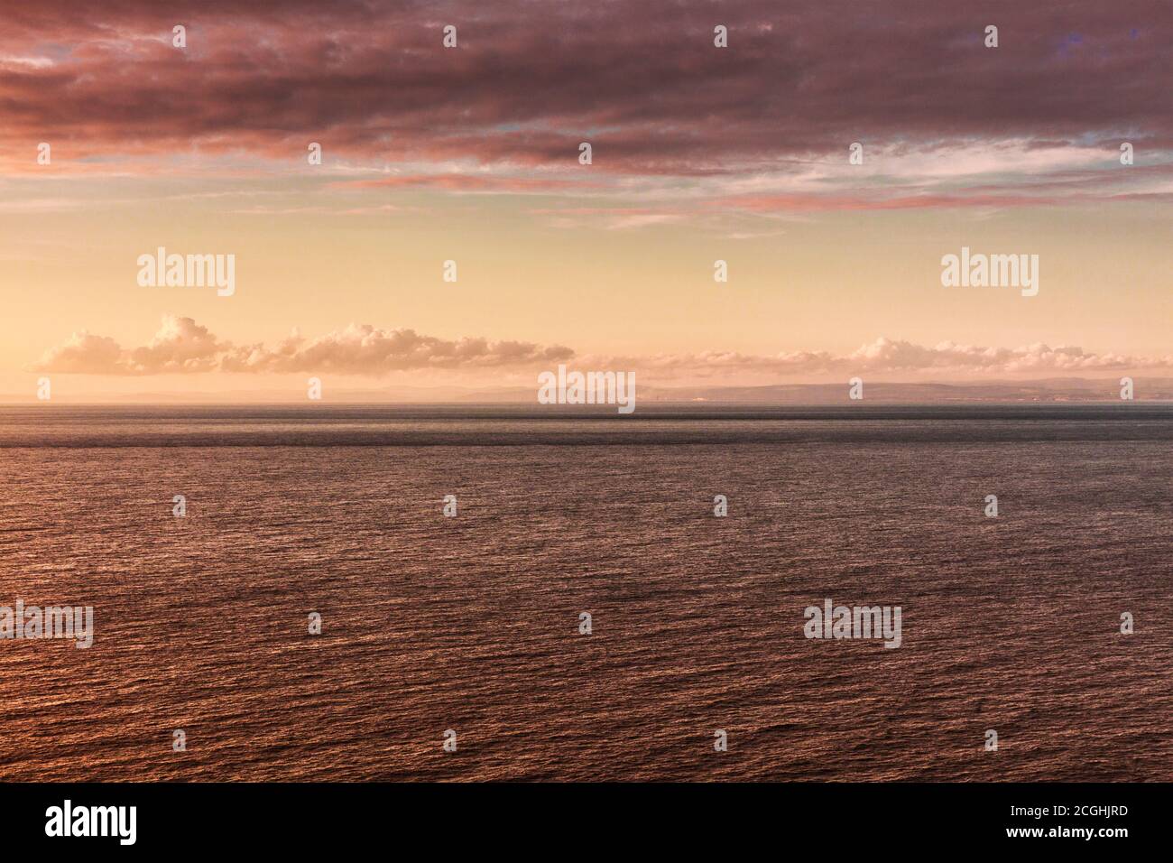 A stormy sunset over the Bristol Channel taken from the north Devon ...