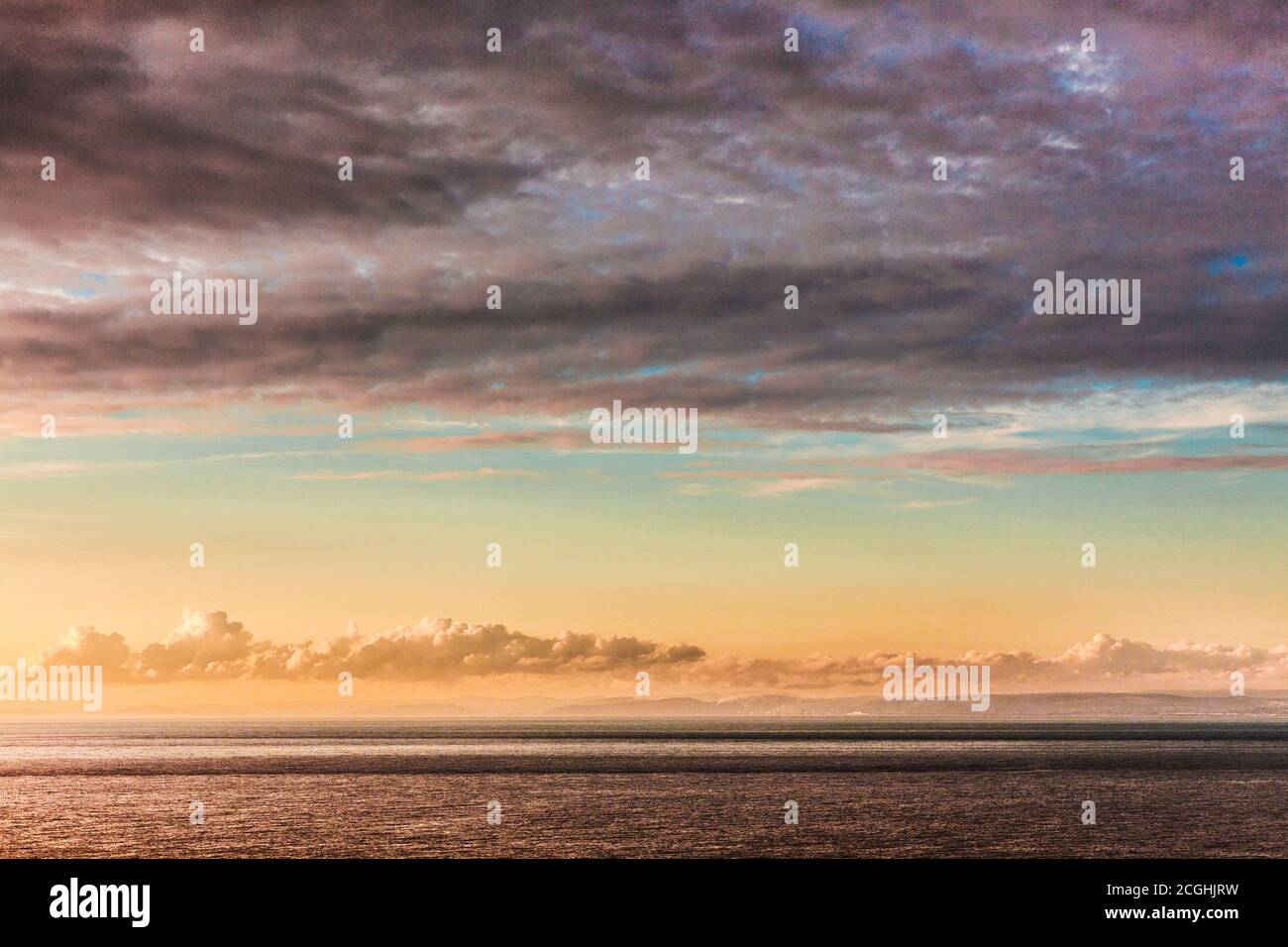 A stormy sunset over the Bristol Channel taken from the north Devon ...