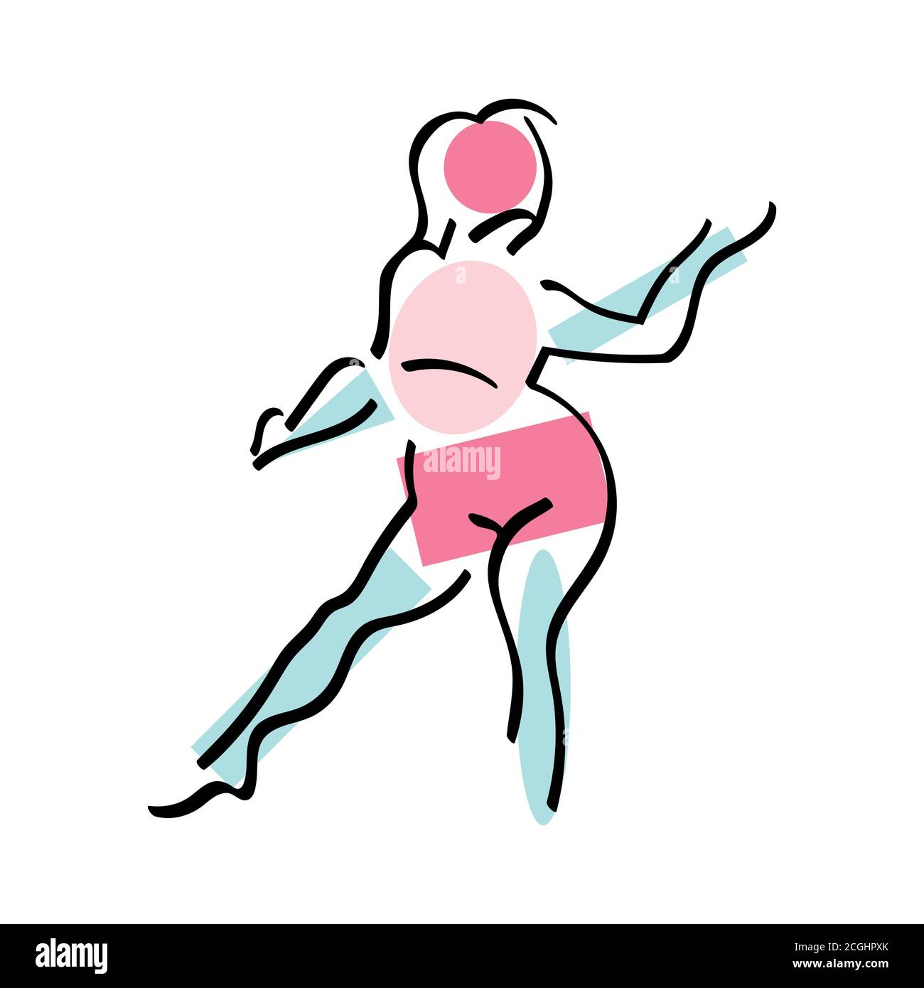 Simple woman sketch with lines and geometric shapes. Hand drawn lady ...