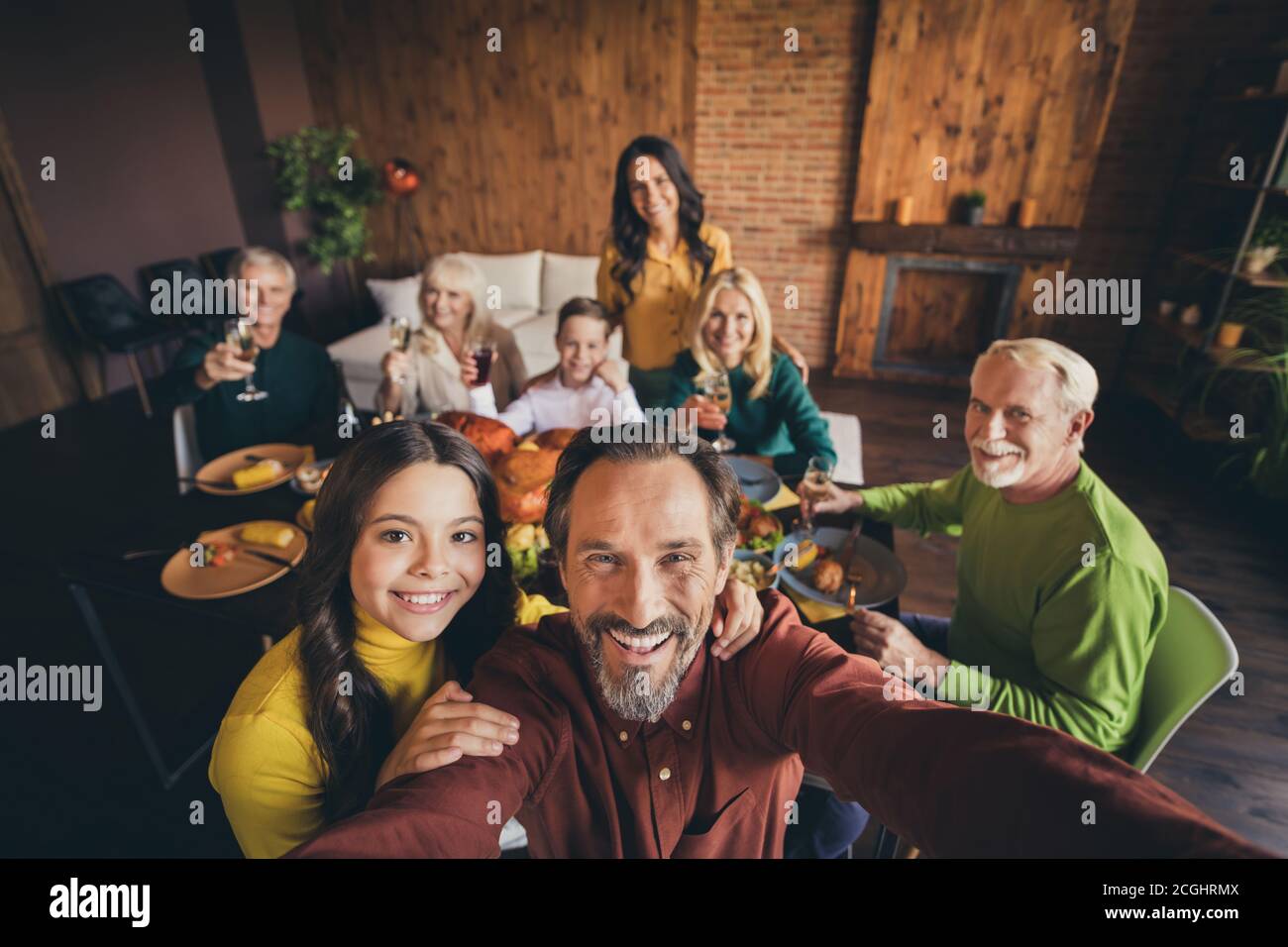 Self-portrait of nice adorable cheerful positive big full family small ...