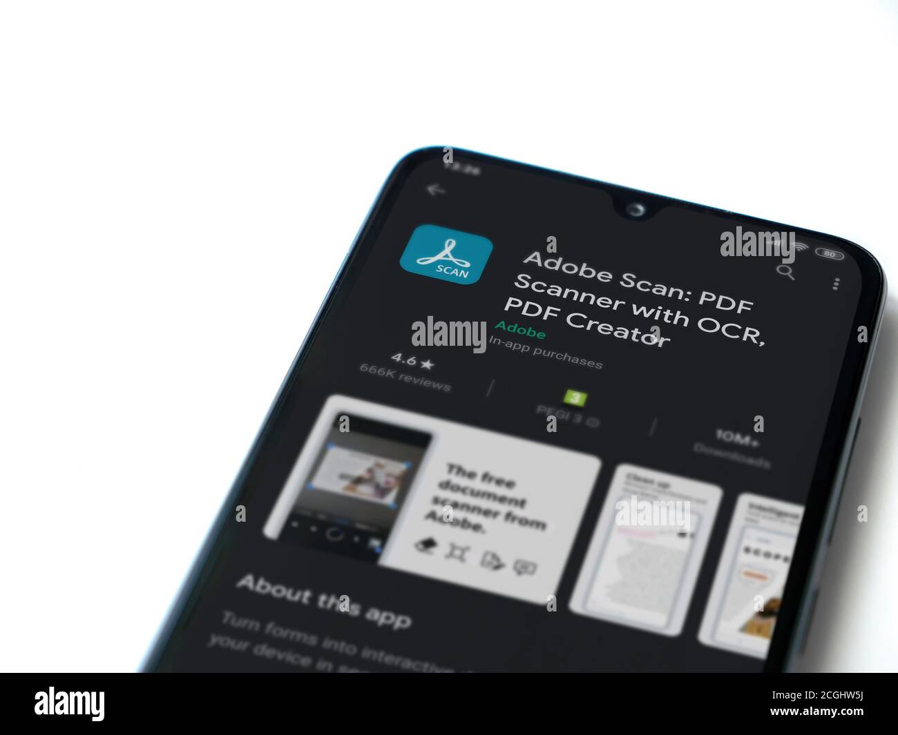 Lod, Israel - July 8, 2020: Adobe Scan app play store page on the ...