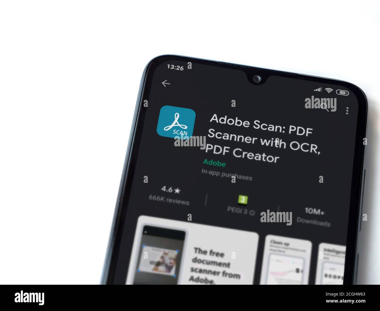 Lod, Israel - July 8, 2020: Adobe Scan app play store page on the ...