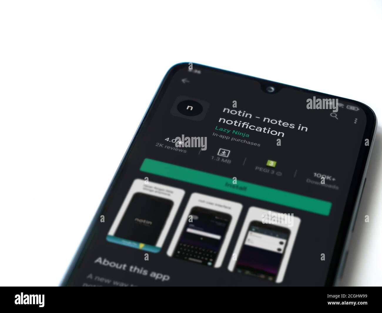 Lod, Israel - July 8, 2020: notin app play store page on the display of ...