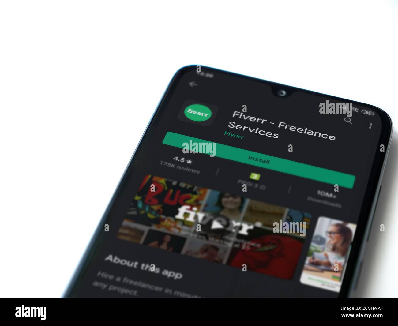 Lod, Israel - July 8, 2020: Fiverr app play store page on the display ...