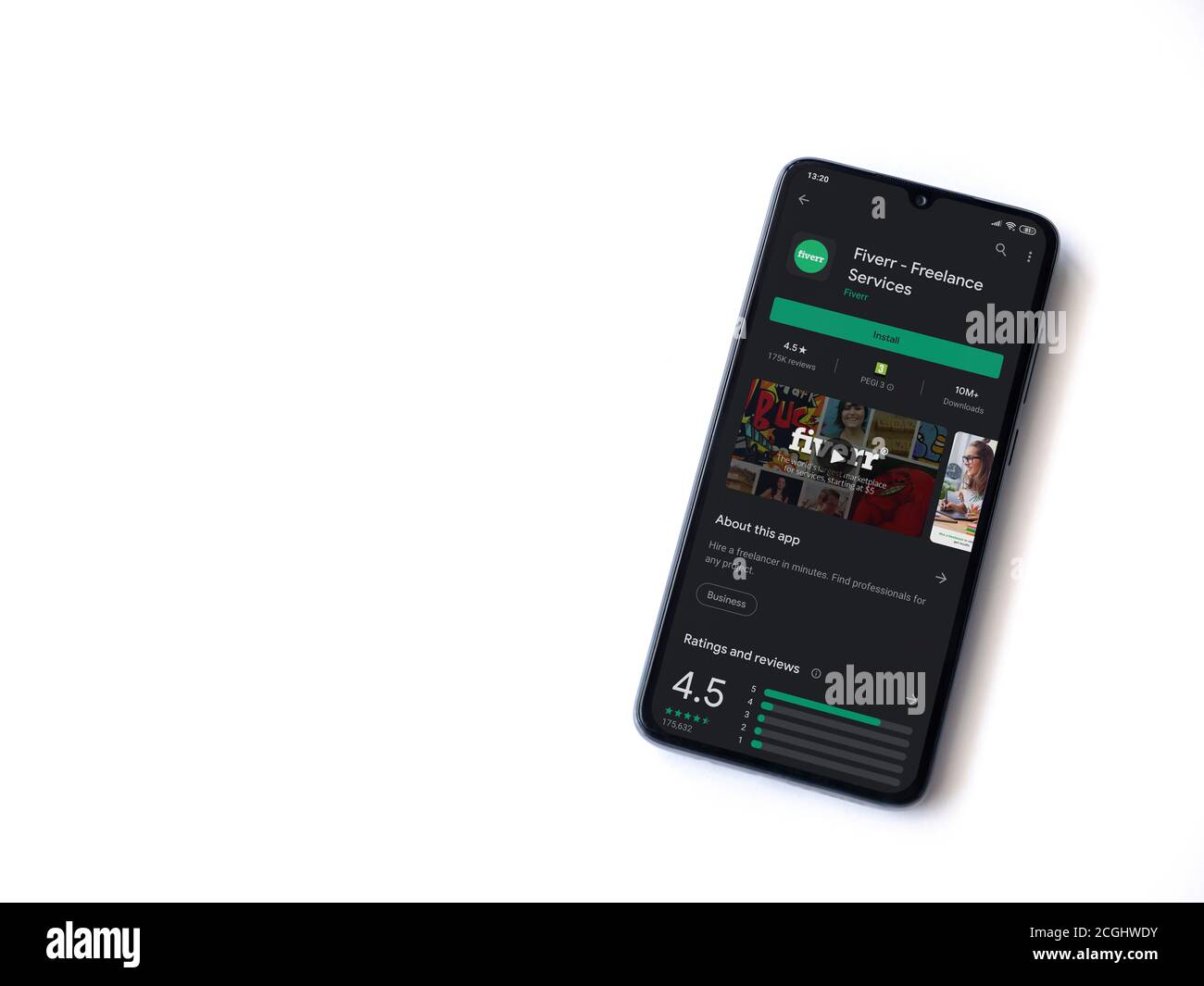 Lod, Israel - July 8, 2020: Fiverr app play store page on the display ...