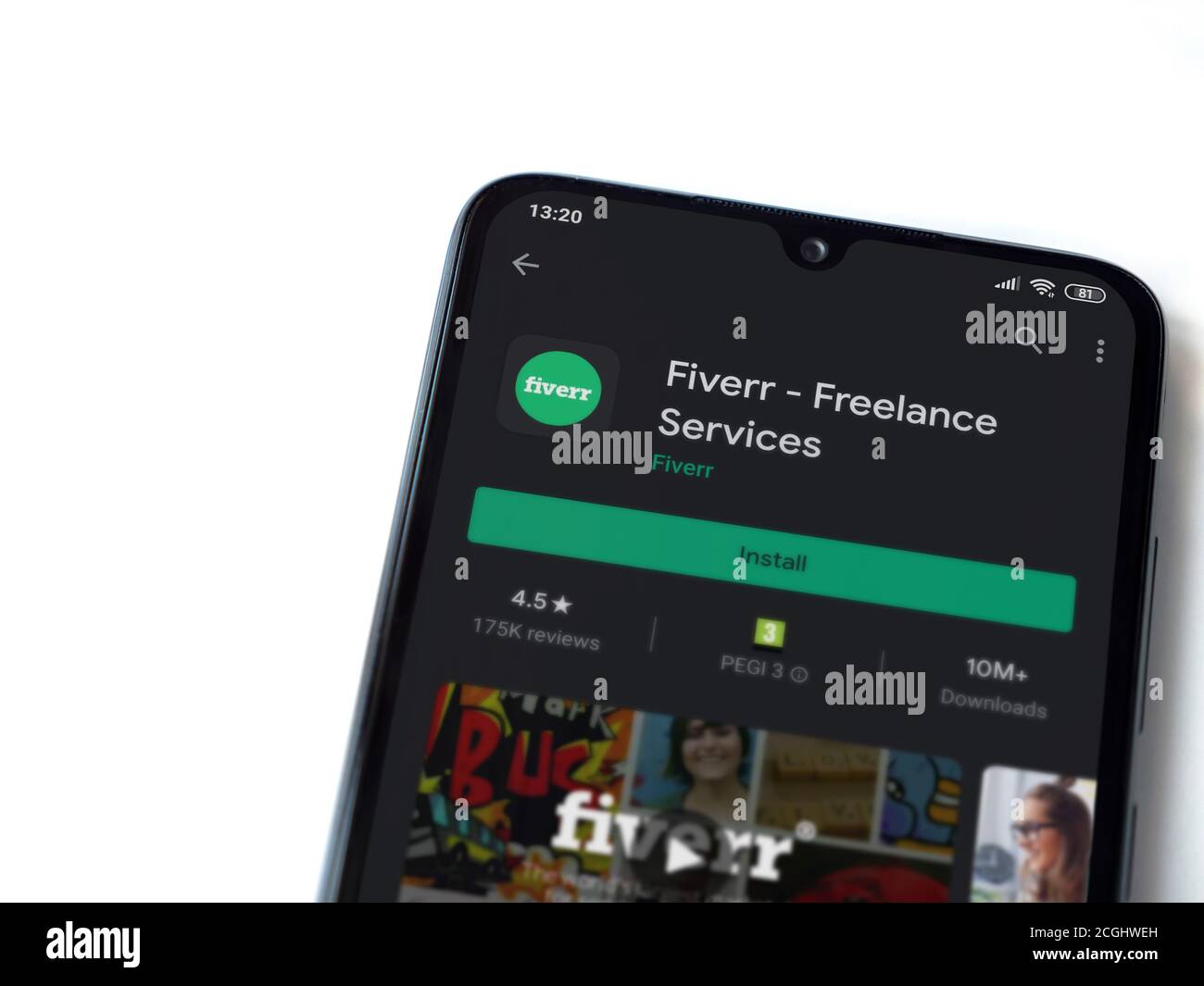 Lod, Israel - July 8, 2020: Fiverr app play store page on the display ...