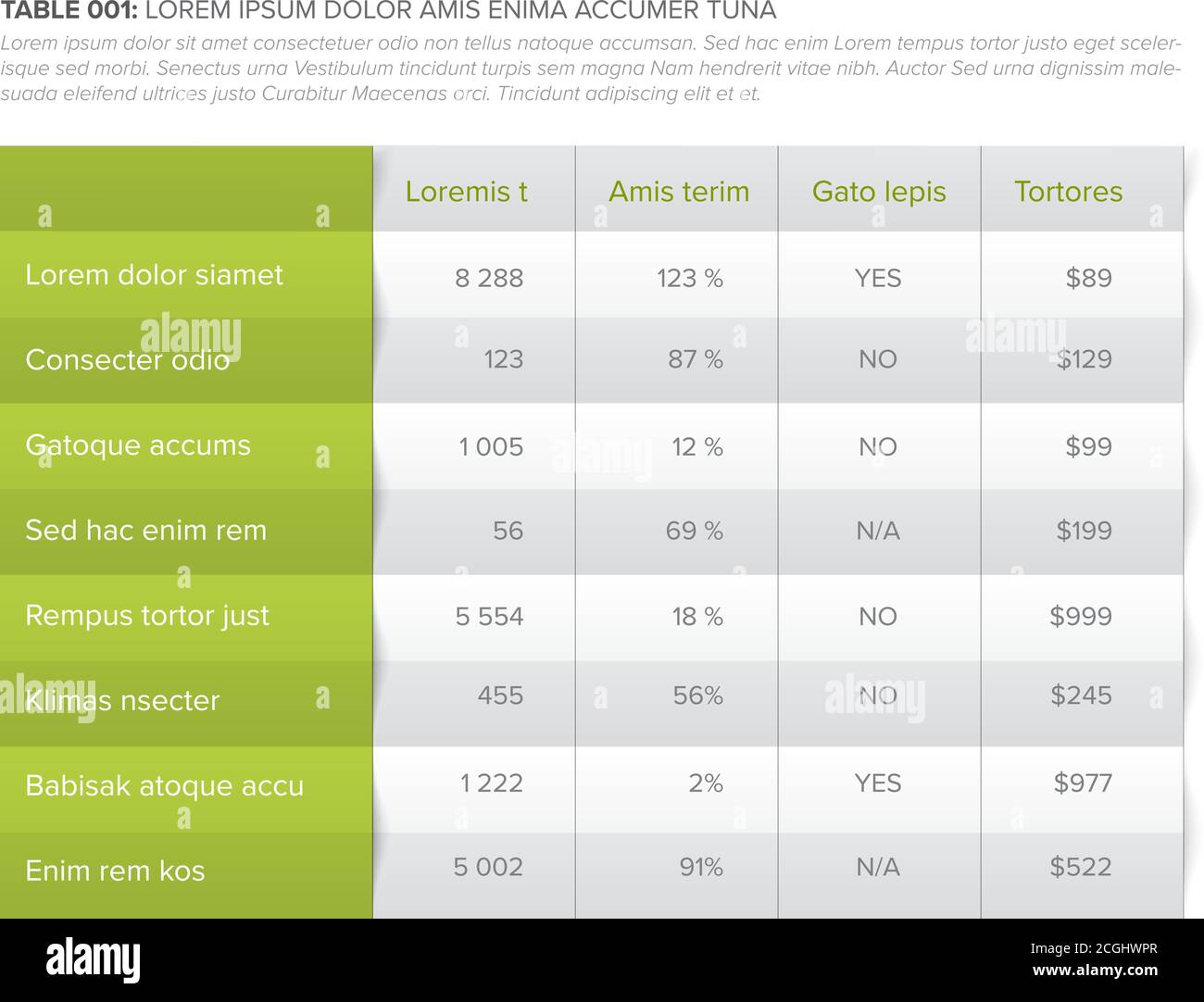 Multipurpose table layout template with nice paper folded design ...