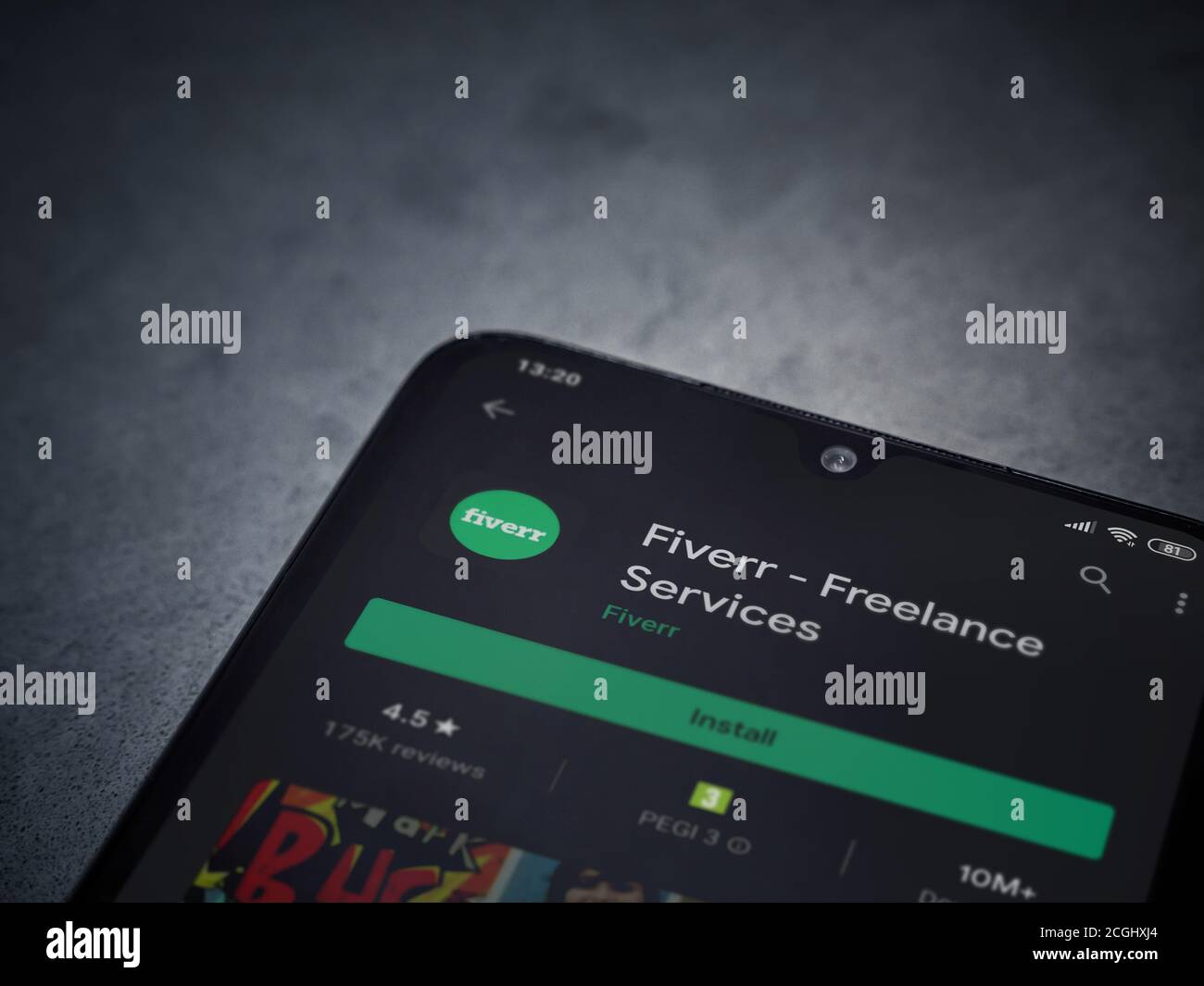 Lod, Israel - July 8, 2020: Fiverr app play store page on the display ...