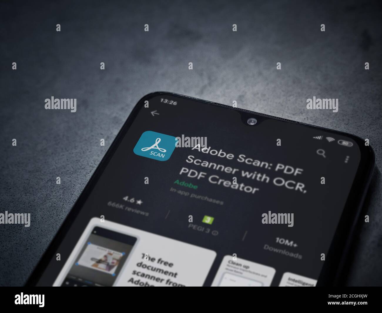 Lod, Israel - July 8, 2020: Adobe Scan app play store page on the ...