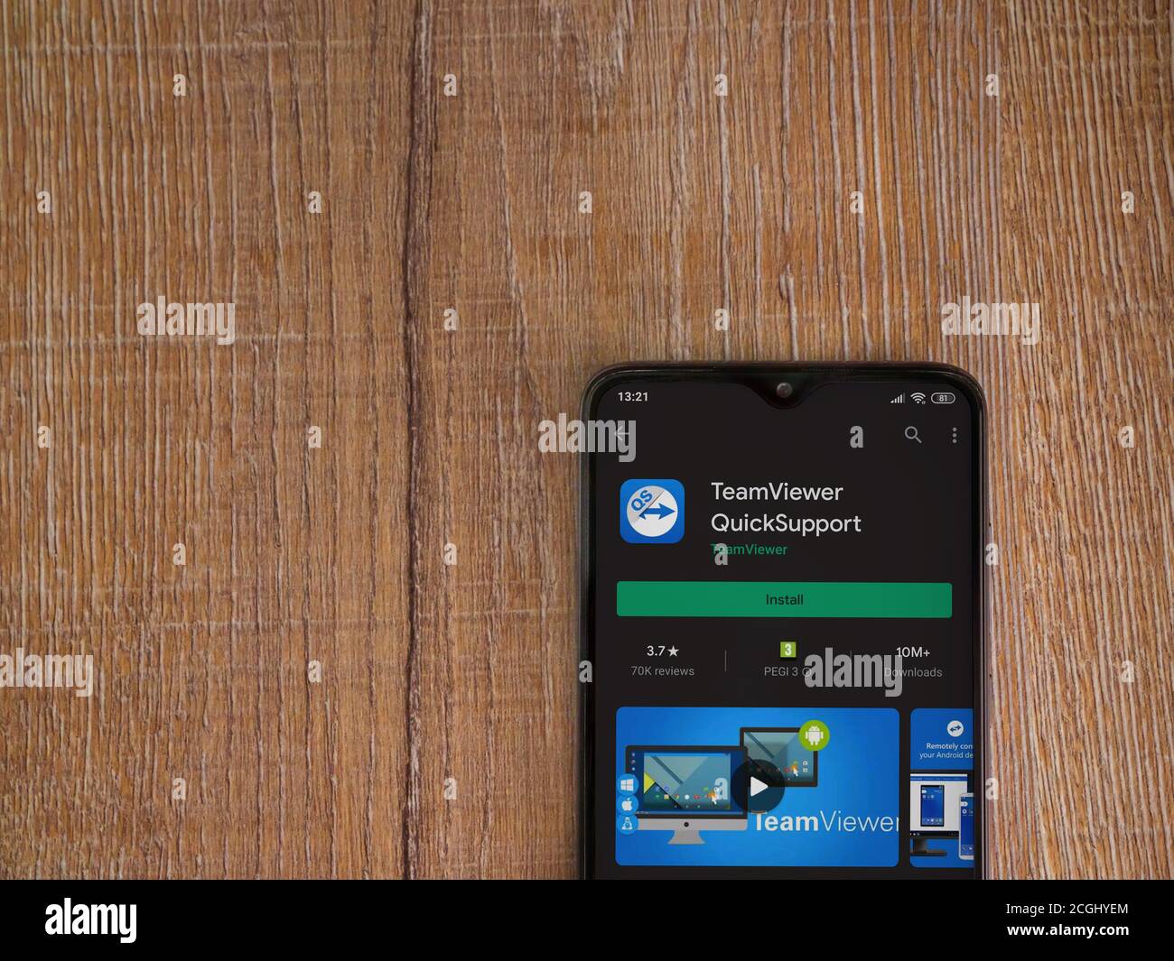 Lod, Israel - July 8, 2020: TeamViewer QuickSupport app play store page ...