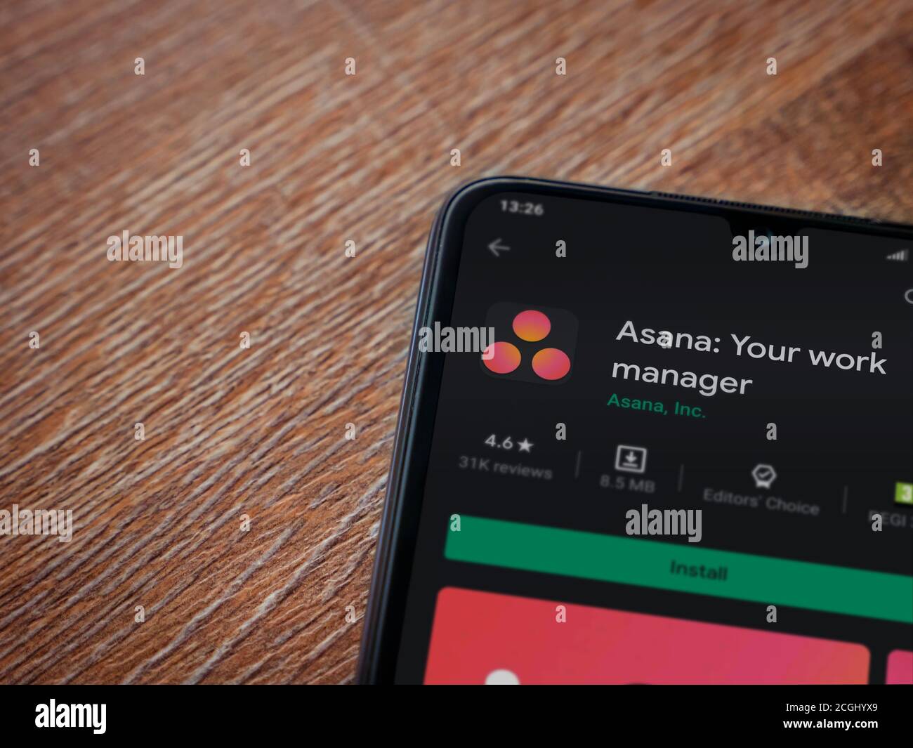 Lod, Israel - July 8, 2020: Asana app play store page on the display of ...