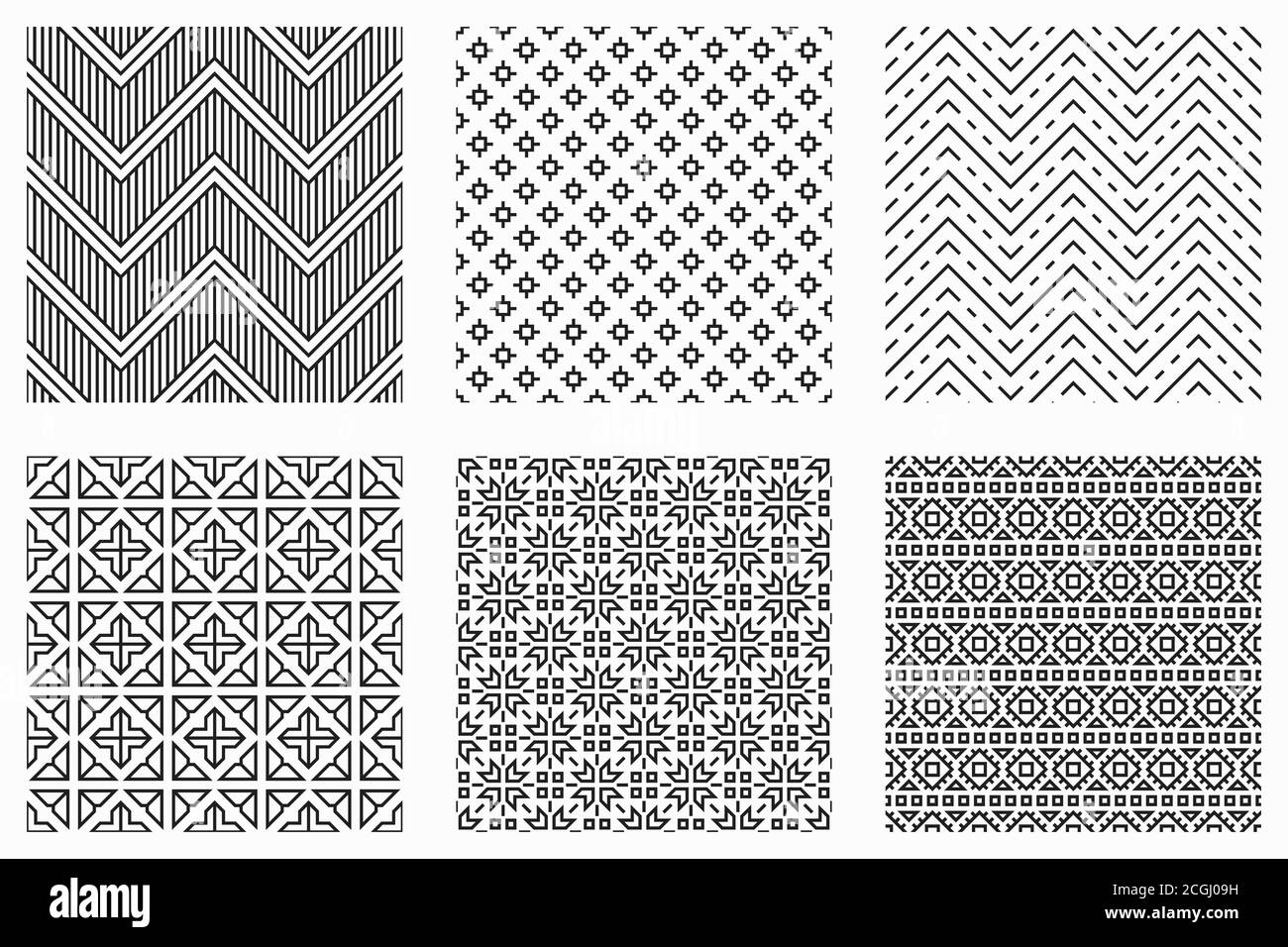 Vector seamless patterns set. Abstract ethnic geometric ornament. Repeatable backgrounds Stock ...