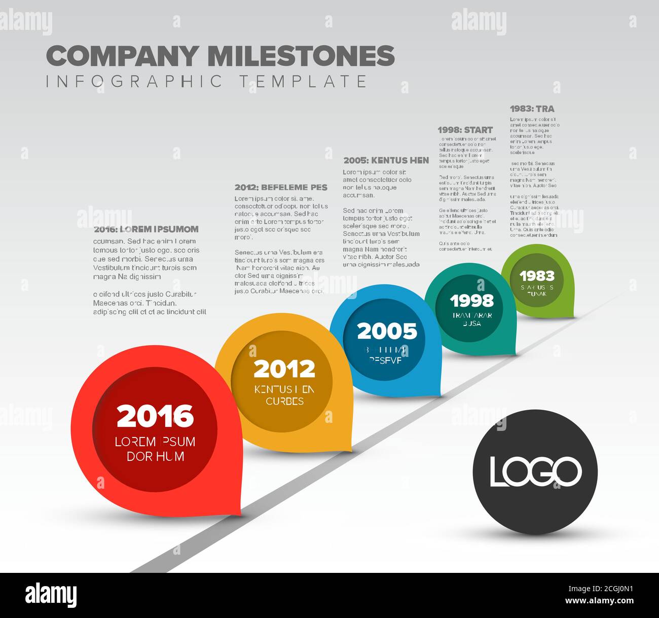 Vector Infographic Company Milestones Timeline Template with pointers ...