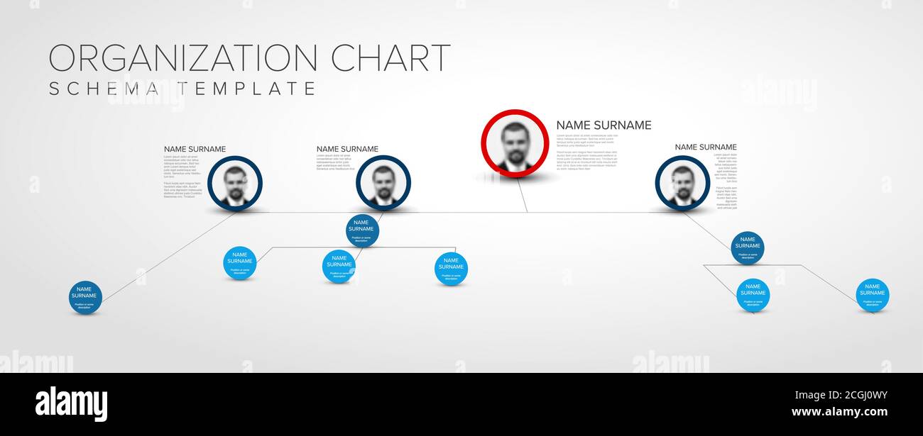 Minimalist company organization hierarchy chart schema template - light ...