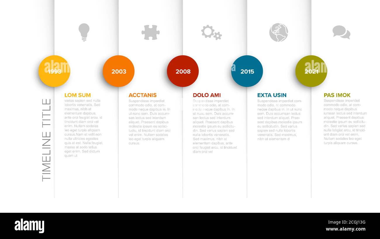 Simple timeline template with color icons and descriptions Stock Vector ...