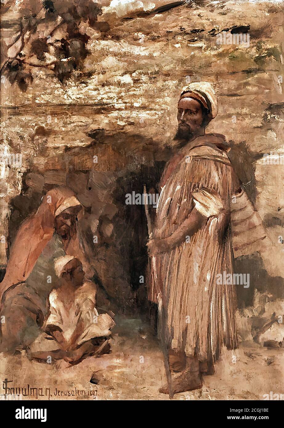 Snowman Isaac - Figures by a Wall Jerusalem - British School - 19th ...