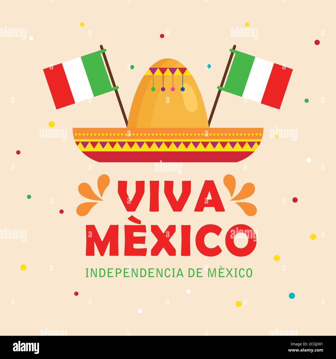 viva mexico, happy independence day, 16 of september with hat and flags ...