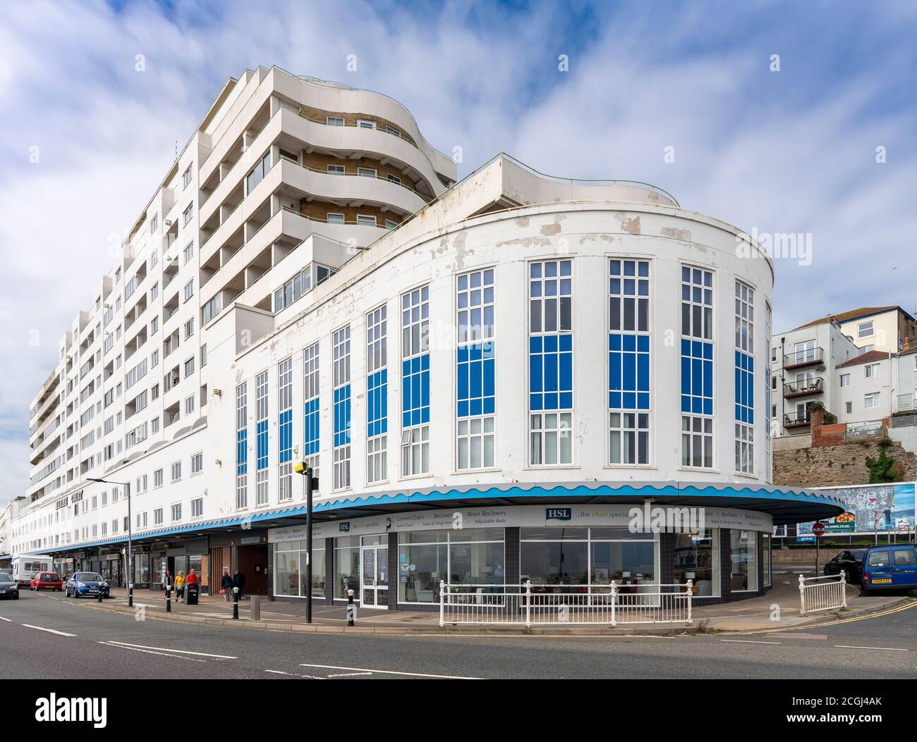 The huge ship-like Art Deco masterpiece, Marine Court. On the seafront ...
