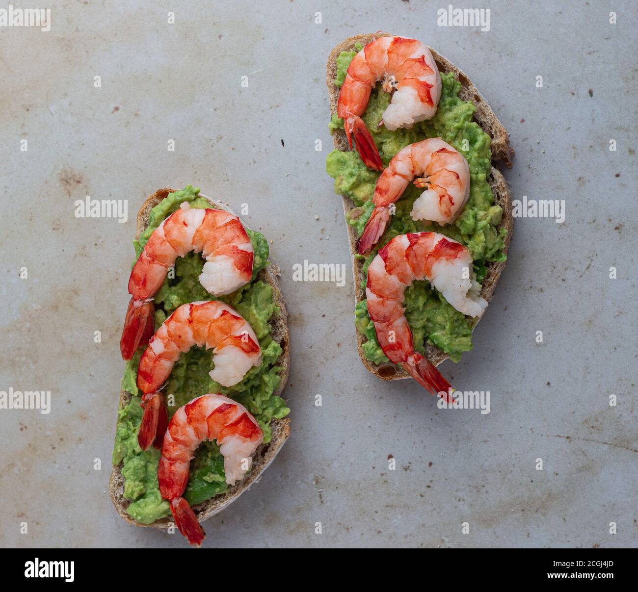 Prawn and avocado open sandwich Stock Photo - Alamy