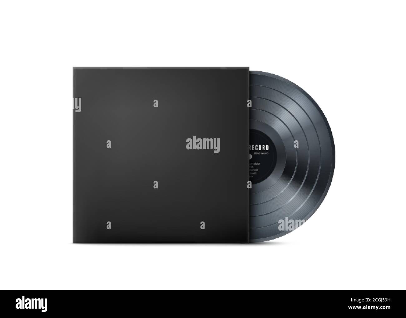 Black Vinyl Music Record. Realistic vintage gramophone disc with cover ...