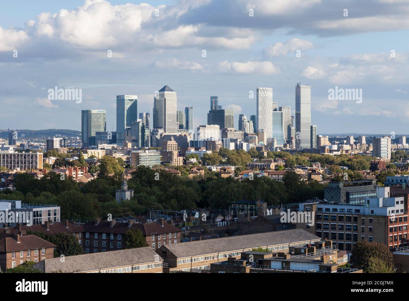 London skyline at Canary Wharf,Docklands,England,UK viewed from Tower ...