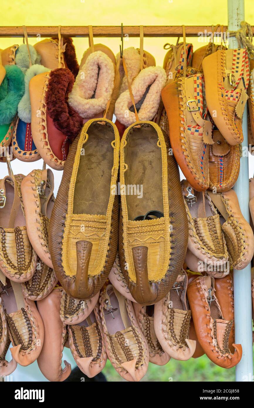 Traditional Peasant Leather Footwear From Balkans Stock Photo - Alamy
