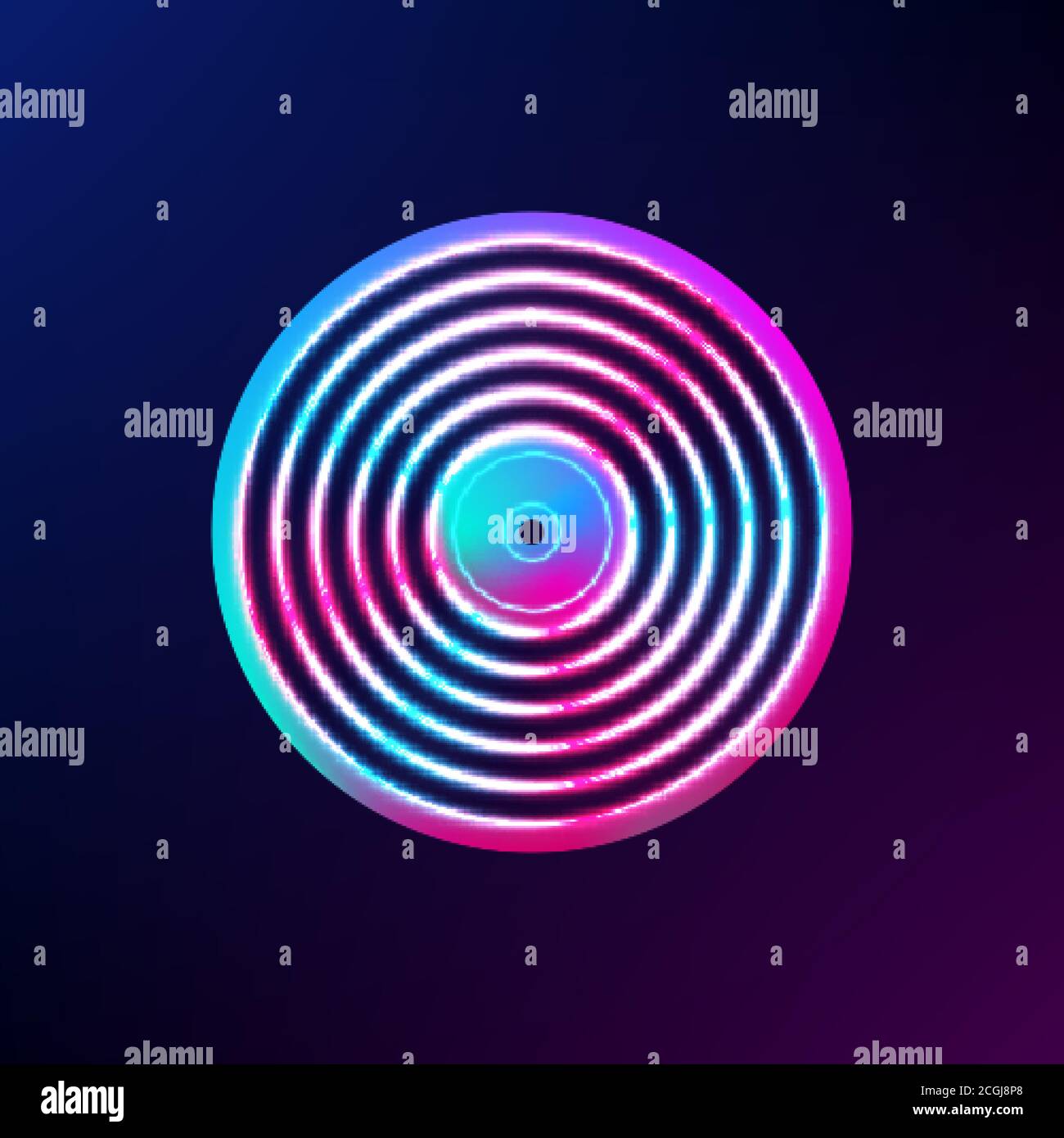 Neon Vinyl Record Illustration. Album cover or template for party ...