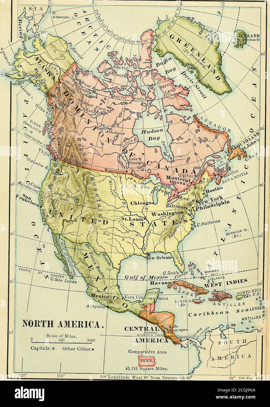. Europe and other continents . Fig. 363.Relief map of North America ...